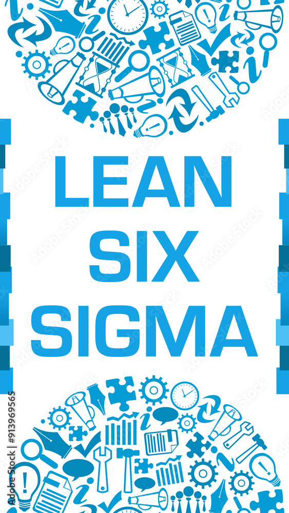 Lean Six Sigma Business Symbols Blue Circular Top Bottom Vertical Stock ...