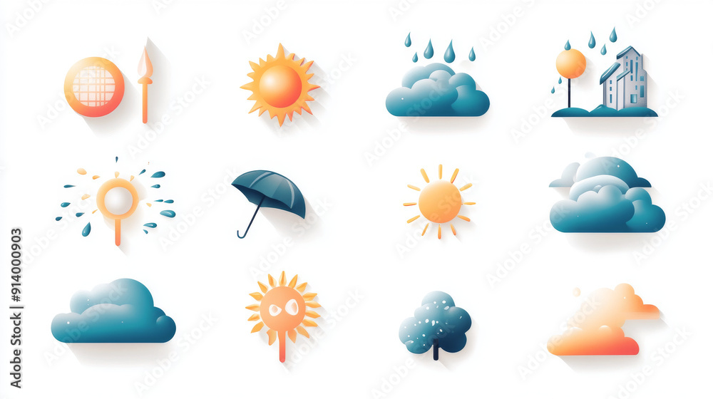 Weather icons used on websites show different types of weather ... Weather icons used on websites show different types of weather ...
