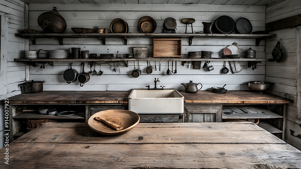 23. Old farmhouse kitchen with rustic decor and vintage utensils, [old ...