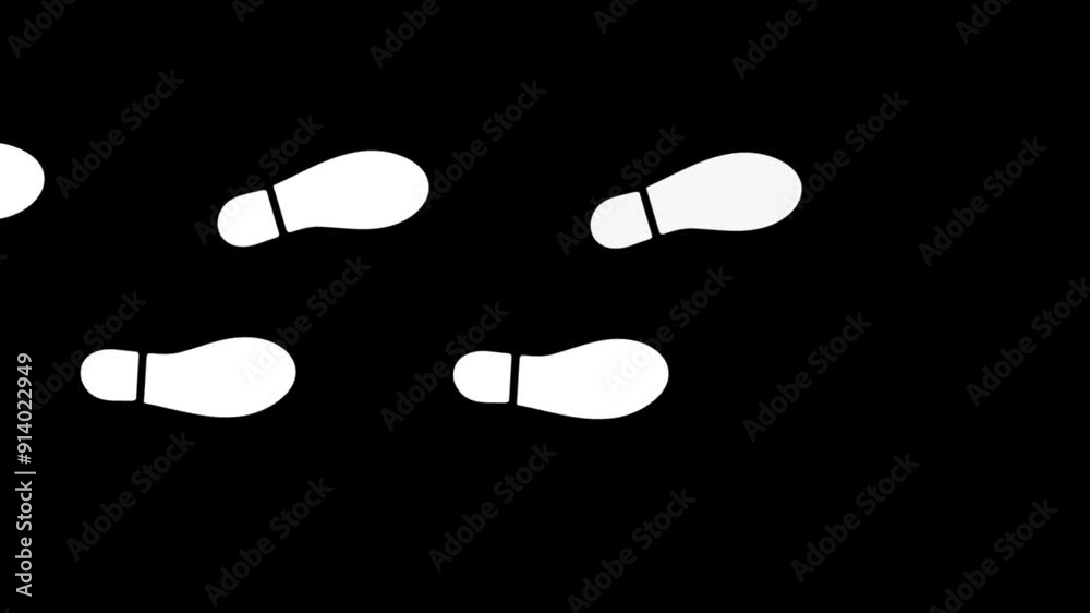 Footprints walking animation on transparent background, alpha channel ...