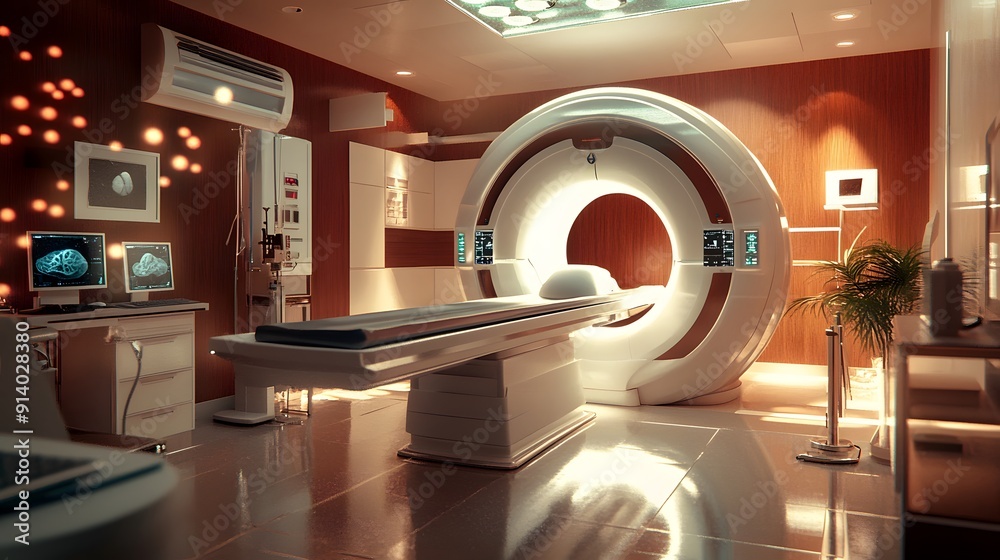 Modern MRI ans CT scan room interior with contemporary design and ...