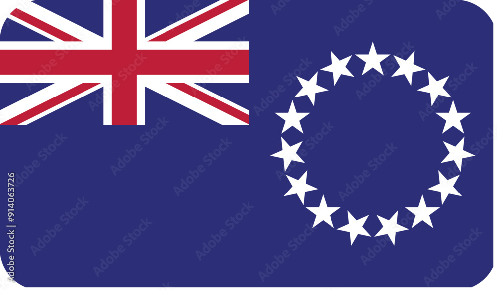Flag of Cook Islands with rounded edges. National symbol. Vector image ...