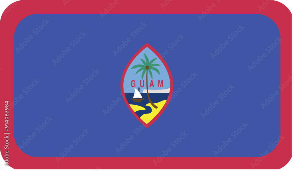 Flag of Guam with rounded edges. Vector image, flag icon. Stock Vector ...