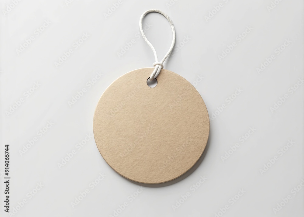 Isolated white background showcases a customizable round label tag ...