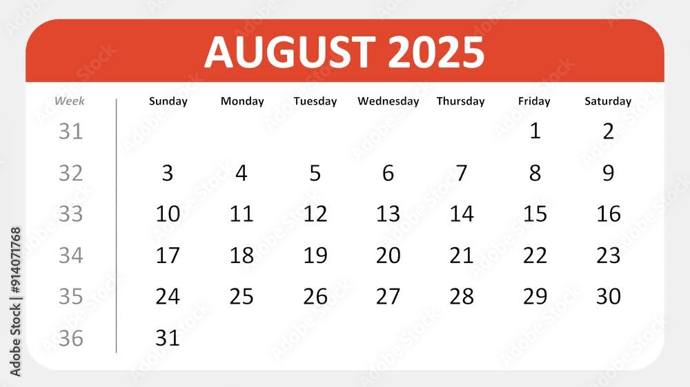 August 26, 2025: Animated 2025 planner showcasing August calendar ...