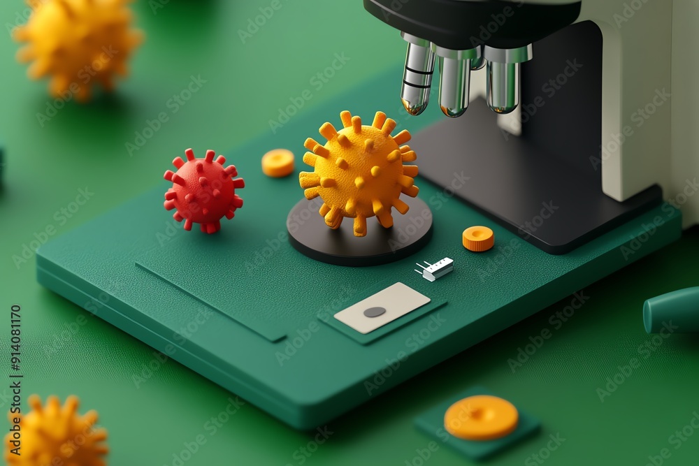 Virus detection flat design side view diagnostic tools theme cartoon ...