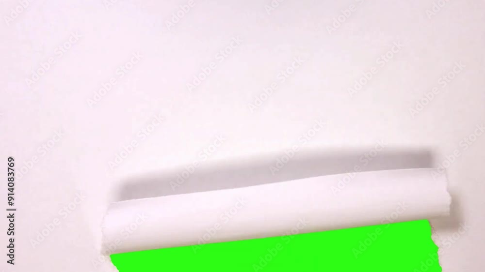 cutting white paper to reveal green screen, realistic paper cut out ...