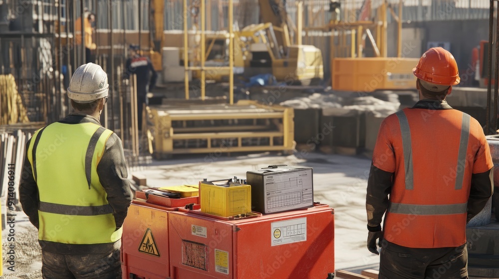 Generate a photo realistic image of supervisors inspecting safety ...