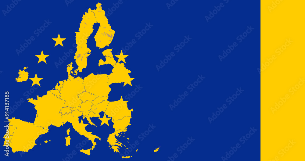 creative abstract flag of the European Union, EU, Europe, blue and ...