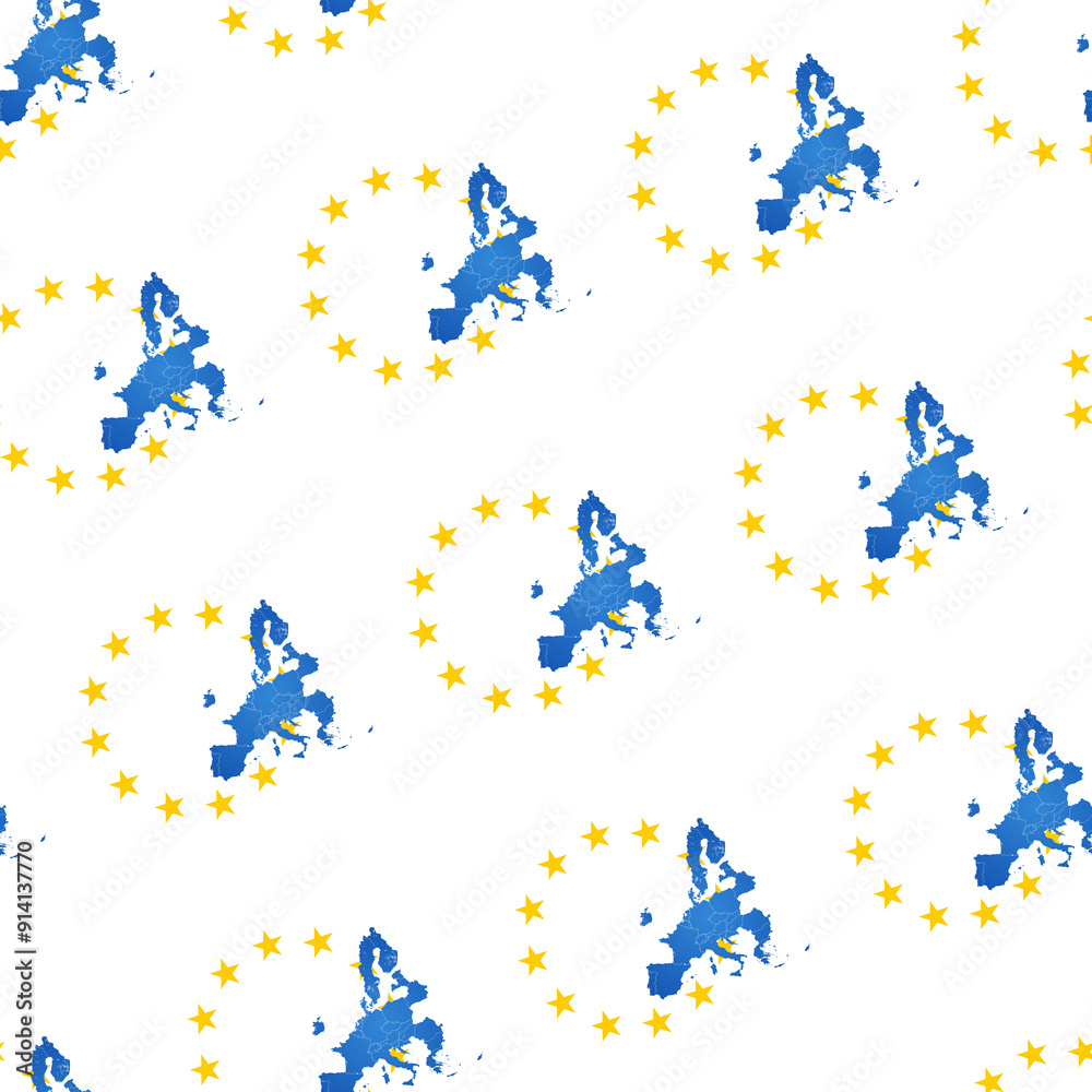 seamless texture pattern European Union flag background, blue and ...