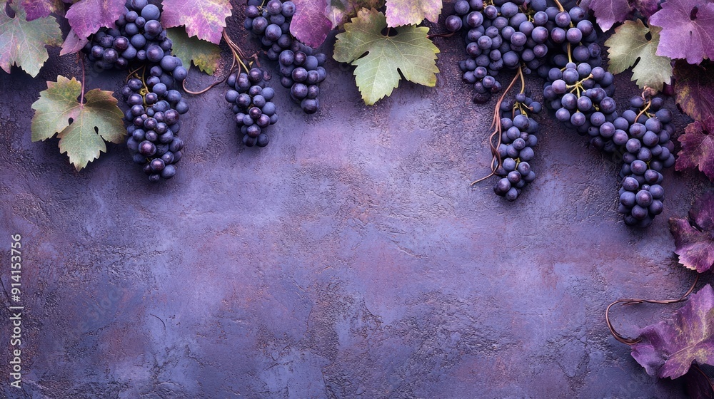 Purple stone background with grape vines, providing a natural and ...