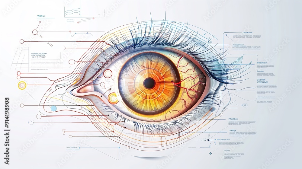Realistic vector depiction of the interior structure of the human eye ...