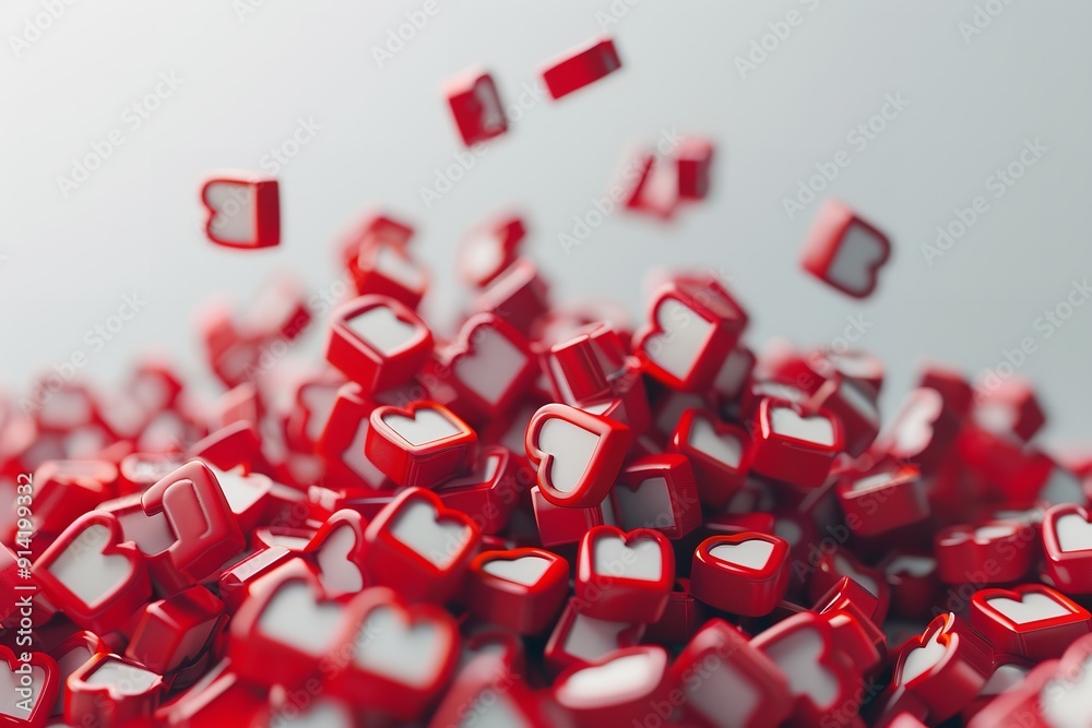 Red notifications on social media resemble falling icons. Adopt, remark ...