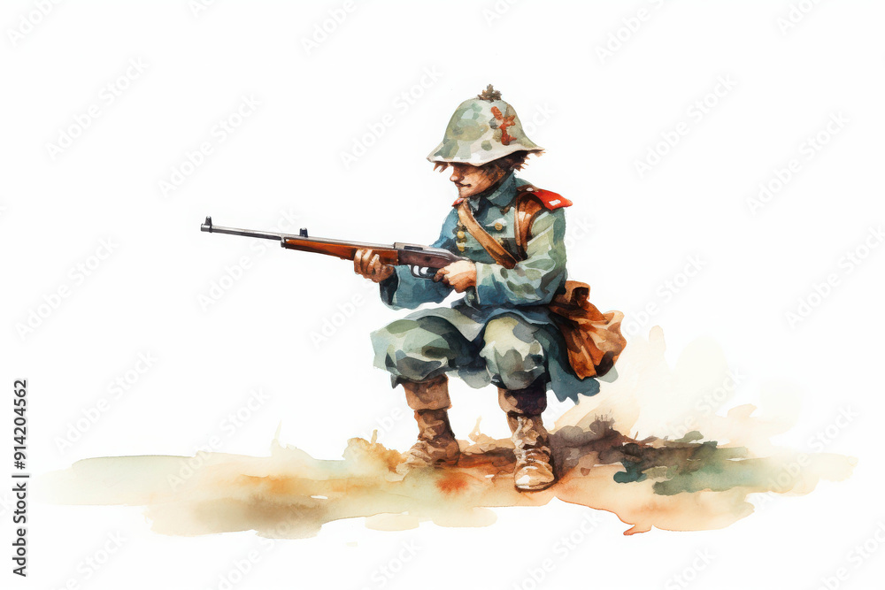 World War I Soldier: Watercolor Portrait - A poignant watercolor ...