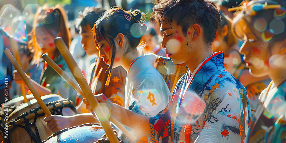 Iki Spirit Revival: A group of young people, wearing traditional yukata ...