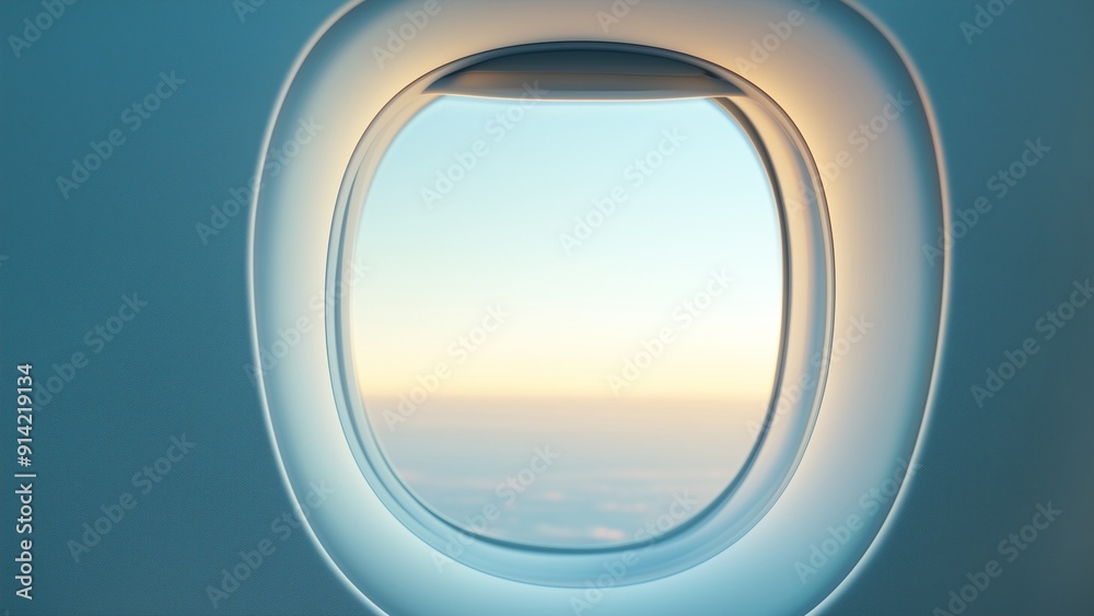 Closed, open and ajar plane window view from inside. Realistic 3d ...
