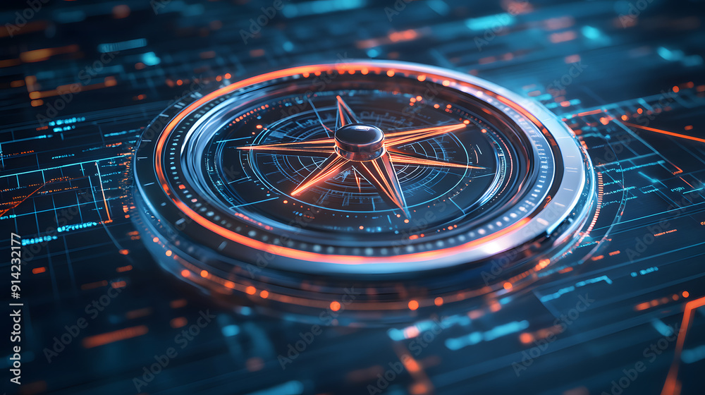 digital compass explorer for businesses concept represents digital ...