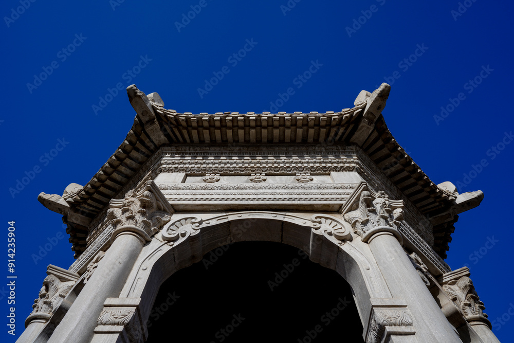 Yellow Flower Array Octagonal Tower in Western Pavilion Scenic Area of ...