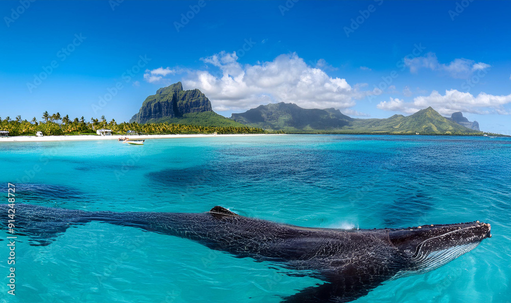 Foto de Indian Ocean, Mauritius Whales and sperm whales and vibrant ...