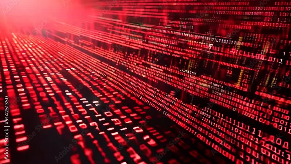 abstract binary code technology background red color palette,generative ...