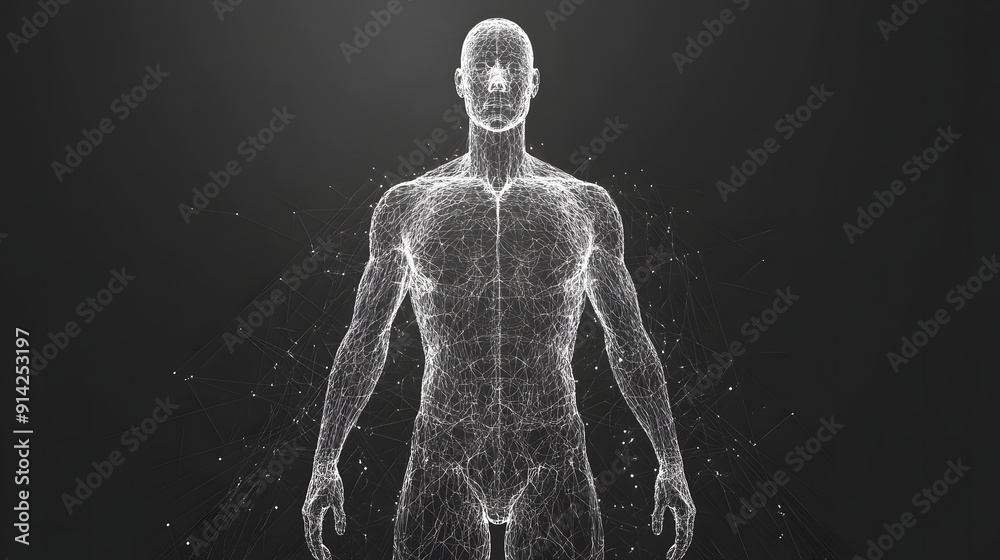 wireframe mesh representation of a human body environment medical ...