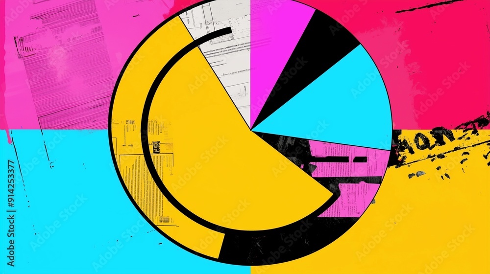 Bold pie chart representing market segmentation with vibrant colors and ...