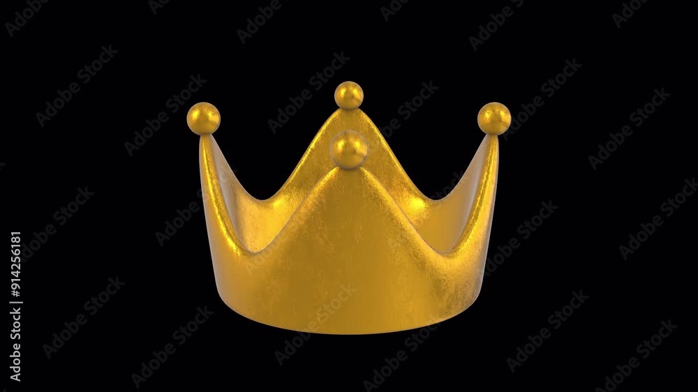 3D Golden Crown Rotating on a Transparent Background. Seamless Loop. 4K ...