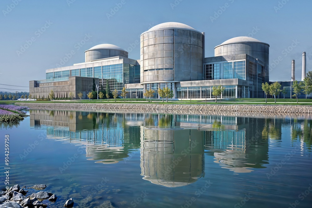 Nuclear Power Plant: Energy Giant. A modern nuclear power plant with ...