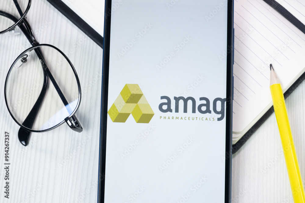 New York, USA - 1 August 2024: AMAG Pharmaceuticals Logo on Phone Screen, Company Icon on ...