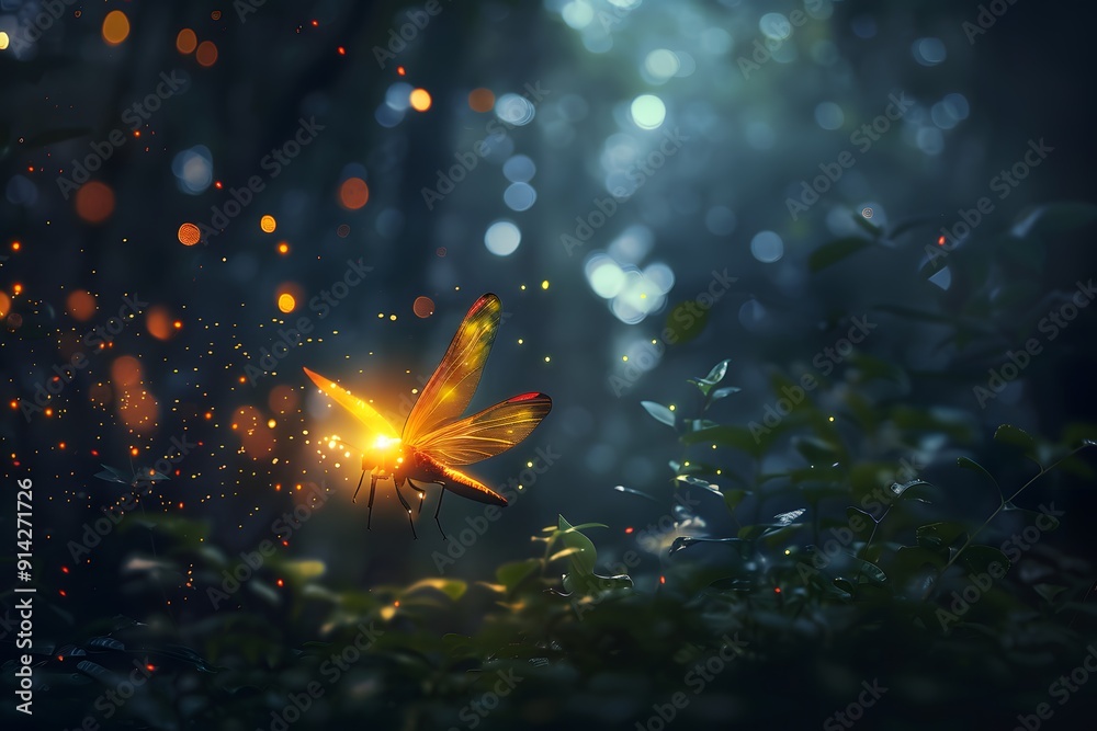 Firefly Fireflies with Particle and Glowing Effect in Nighttime Scenes ...