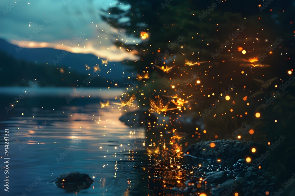 Firefly Fireflies with Particle and Glowing Effect in Nighttime Scenes ...