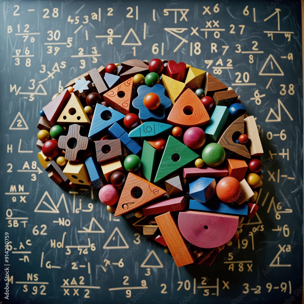 Cerebro de madera creado con figuras geométricas. Es divertido ...
