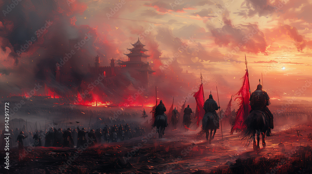 Crimson Siege: A dramatic and epic depiction of a fierce battle in ...