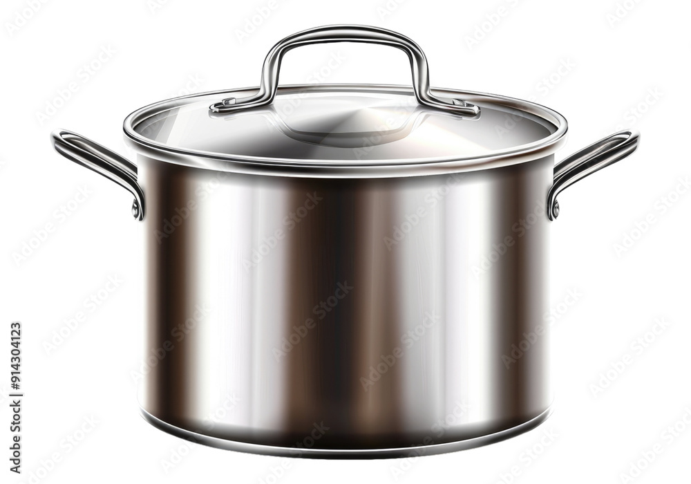 Shiny steel cooking pot isolated on transparent background. Transparent ...