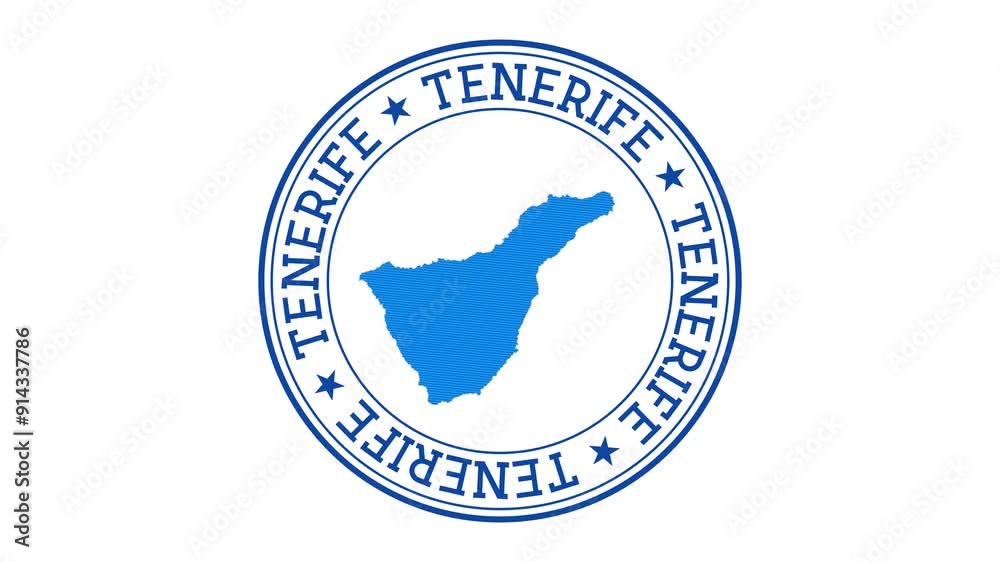 Tenerife intro. Badge with the circular name and map of the island ...