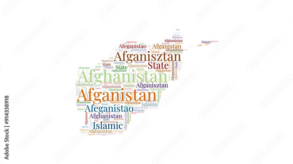 Afghanistan shape words animation. Afghanistan boundary filled with ...