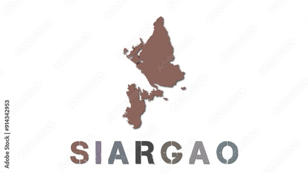 Siargao map with paper regions. Animated island map growing from ...