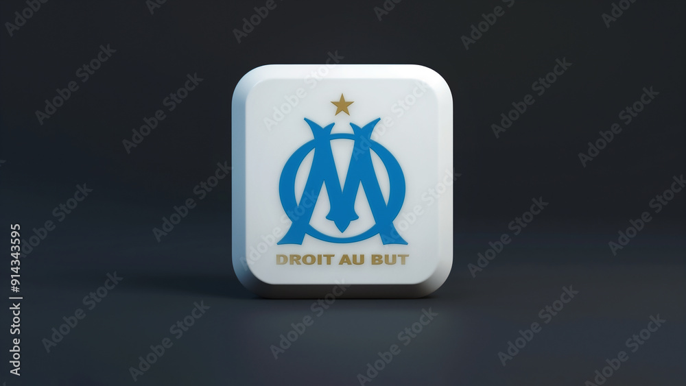 Olympique de Marseille badge 3d icon casting a shadow on a white ...