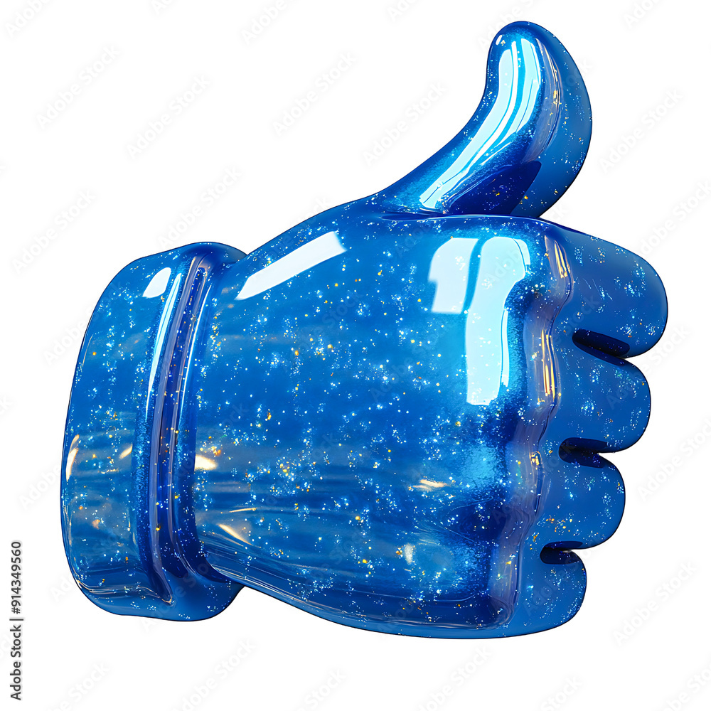 A sparkling blue thumbs-up icon perfect for social media reactions ...