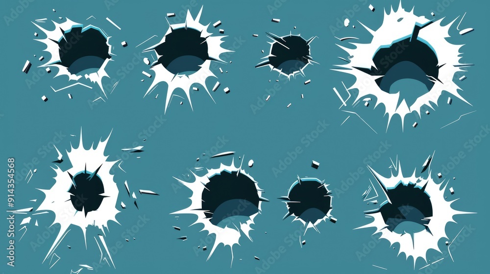 The abstract picture of the multiple holes on the abstract background ...