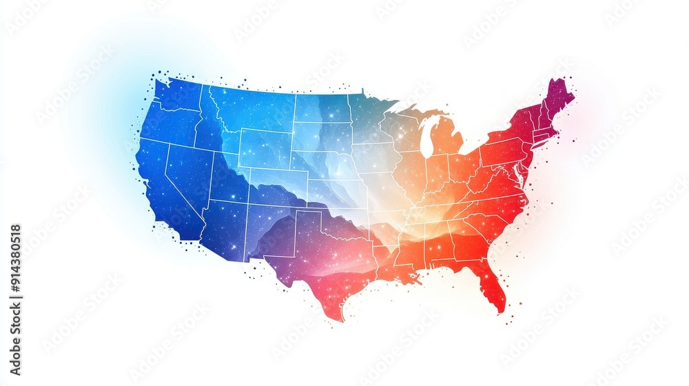USA map vector with states separated by bold lines, high resolution for ...