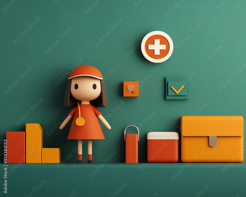 Nurse training flat design front view educational setting theme ...