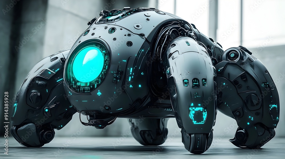 Automation Robot with Sleek Gunmetal Exoskeleton and Sophisticated ...