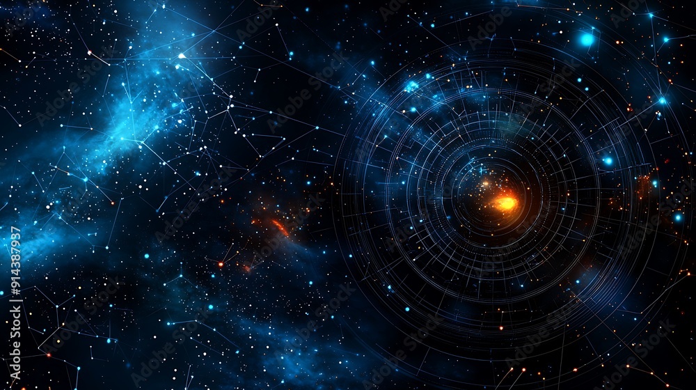 9. Astrology-themed background with vibrant stars and zodiac patterns ...