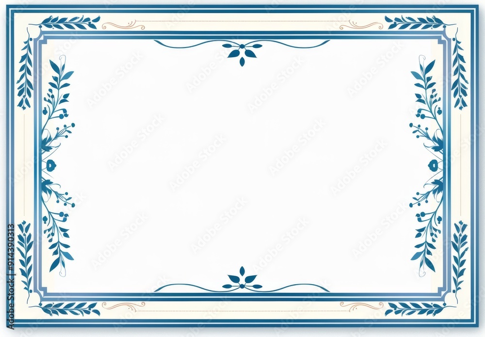 A blue and white vector style blank frame for an award or certificate ...