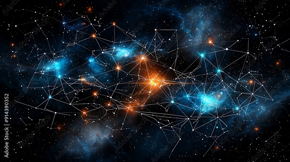 31. Enigmatic cosmic background with bright stars and zodiac charts ...