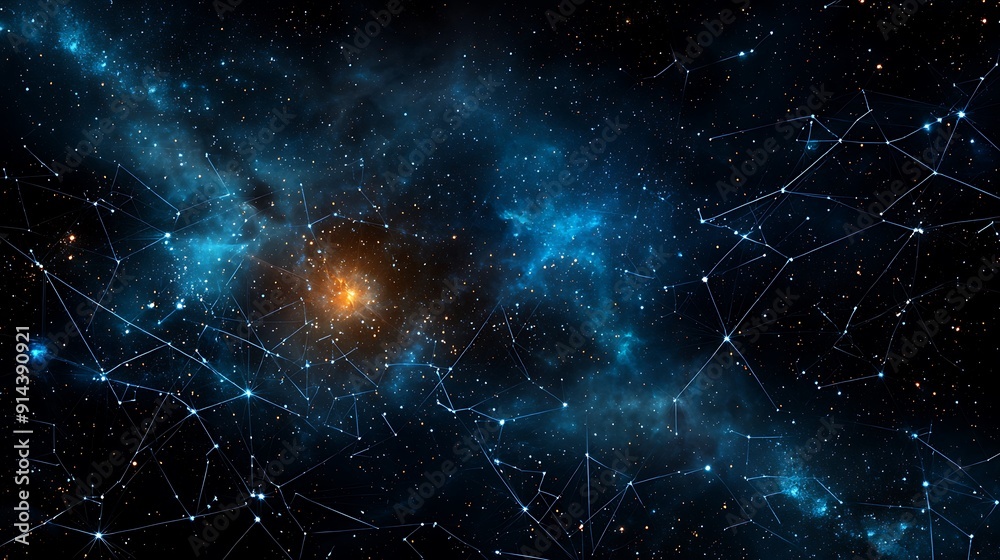 Mysterious cosmic landscape with intricate star patterns and zodiac ...