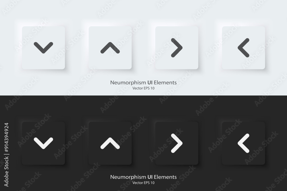 Vetor de Direction sign. A set of black and white square buttons with direction symbols. The ...