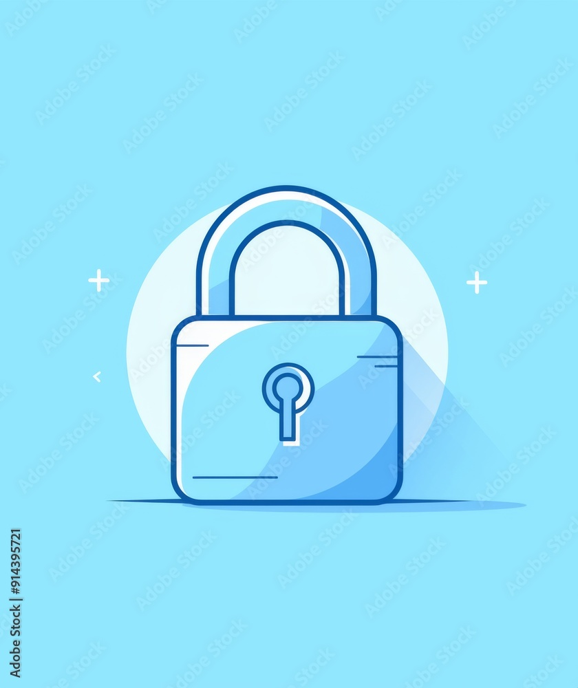 Minimalistic Design with Light Blue Background Featuring Lock and Key ...