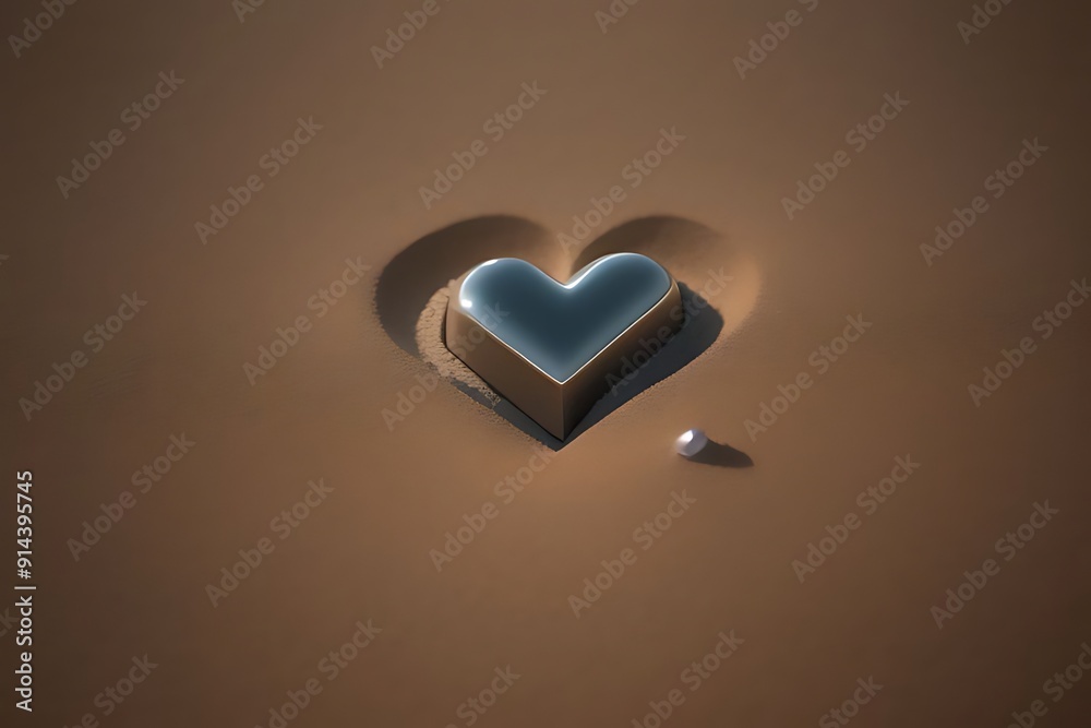 Cinematic cartoon heart sinking in quicksand, cosmos backdrop ...